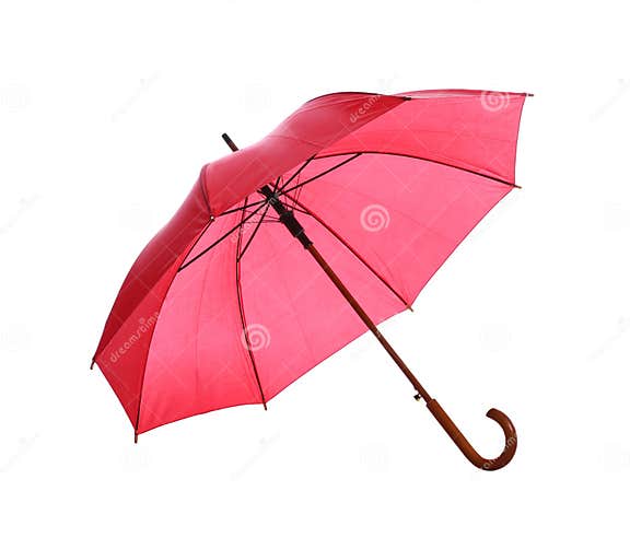 One Open Red Umbrella Isolated on White Stock Image - Image of beauty ...