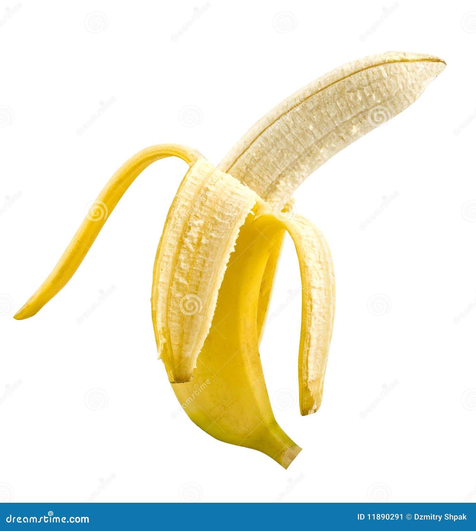One Open Ripe Banana on White Background Stock Image - Image of eating ...