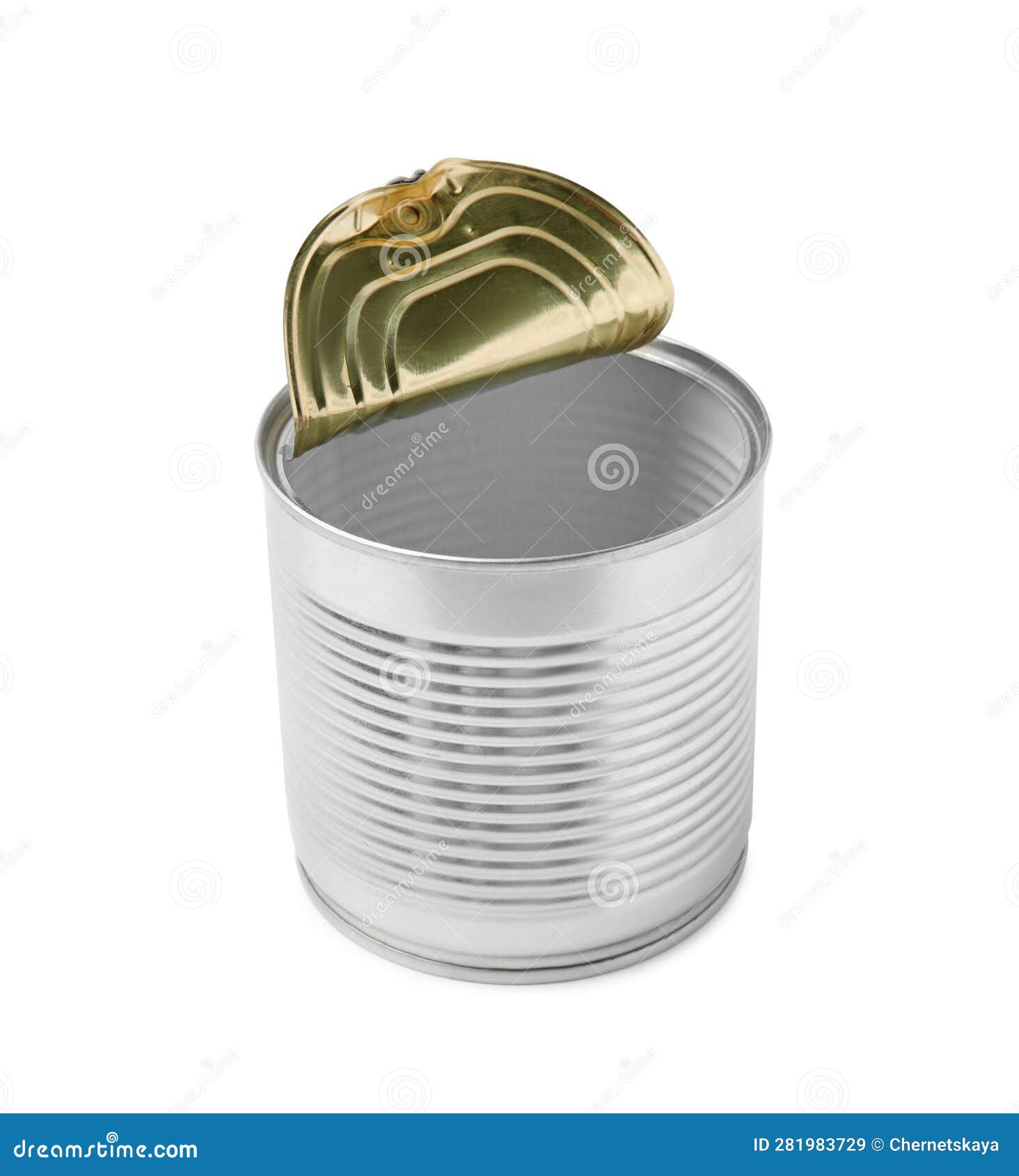 One Open Tin Can Isolated on White Stock Image - Image of blank ...