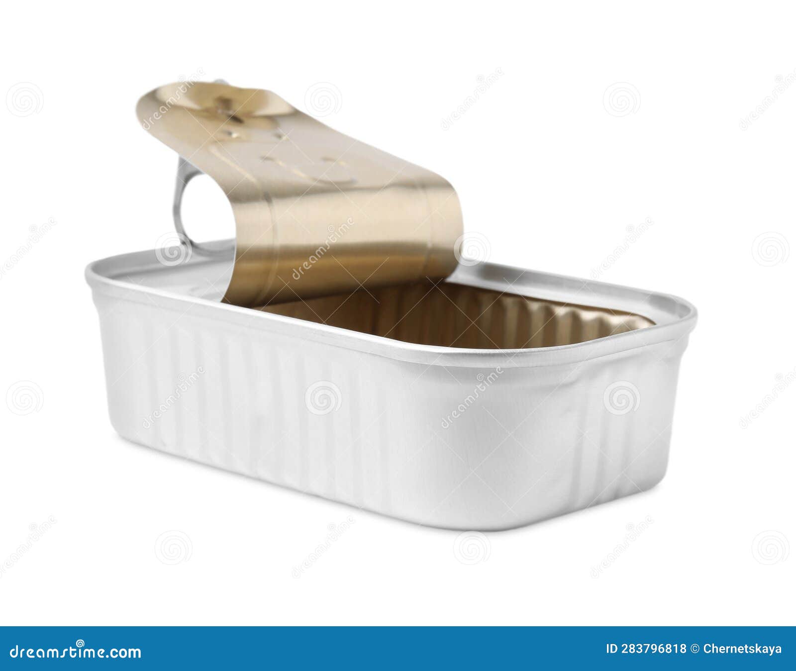 One Open Tin Can Isolated on White Stock Photo - Image of aluminium ...