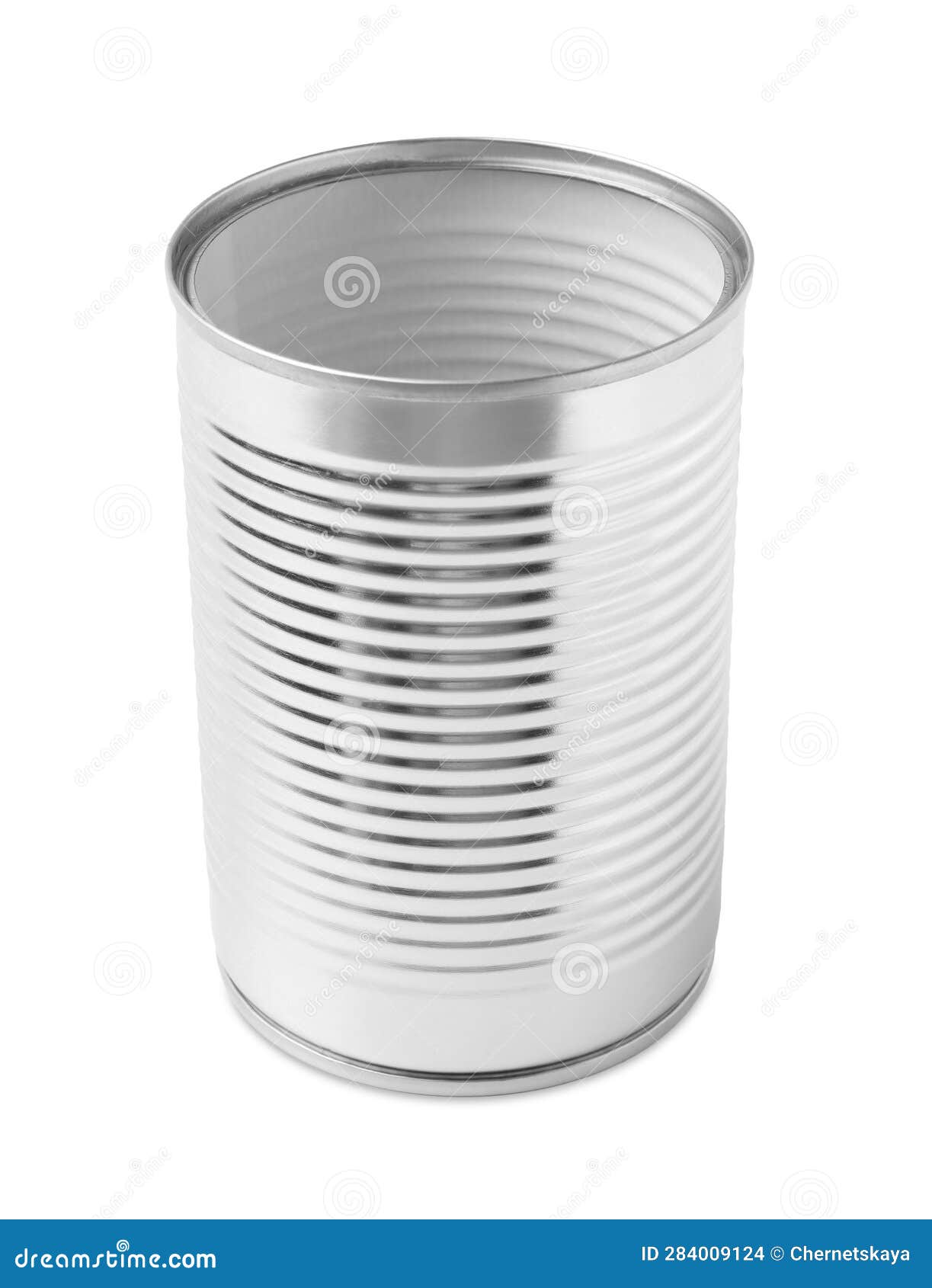 One Open Tin Can Isolated on White Stock Photo - Image of metallic ...