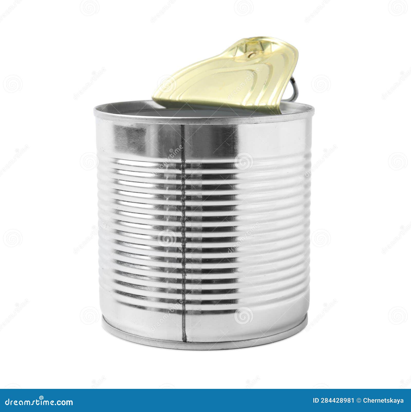 One Open Tin Can Isolated on White Stock Image - Image of industry ...