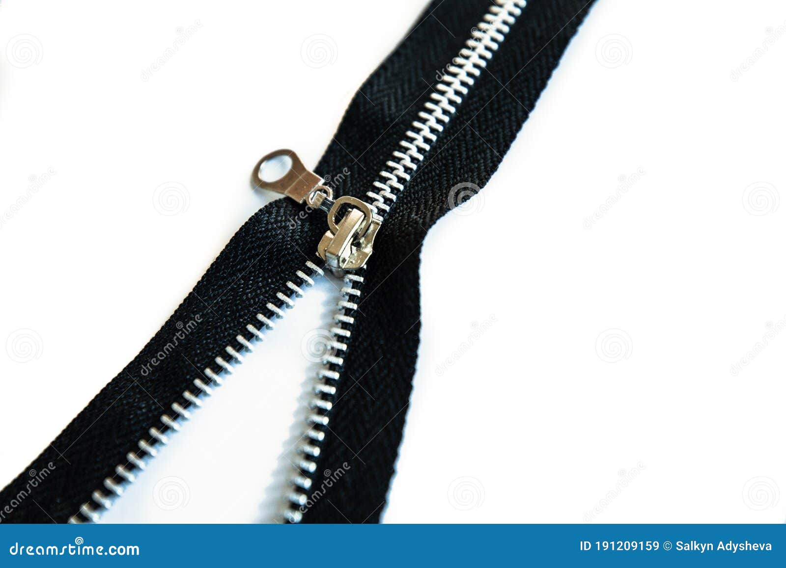 One Open Zipper Isolated on White Background Stock Image - Image of ...