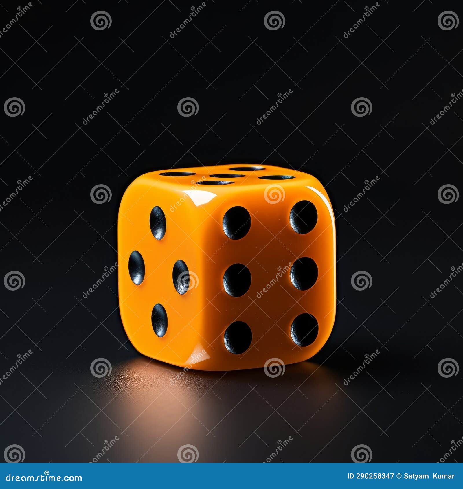 One Orange Dice 3d on Black Background Generative AI Stock Illustration ...