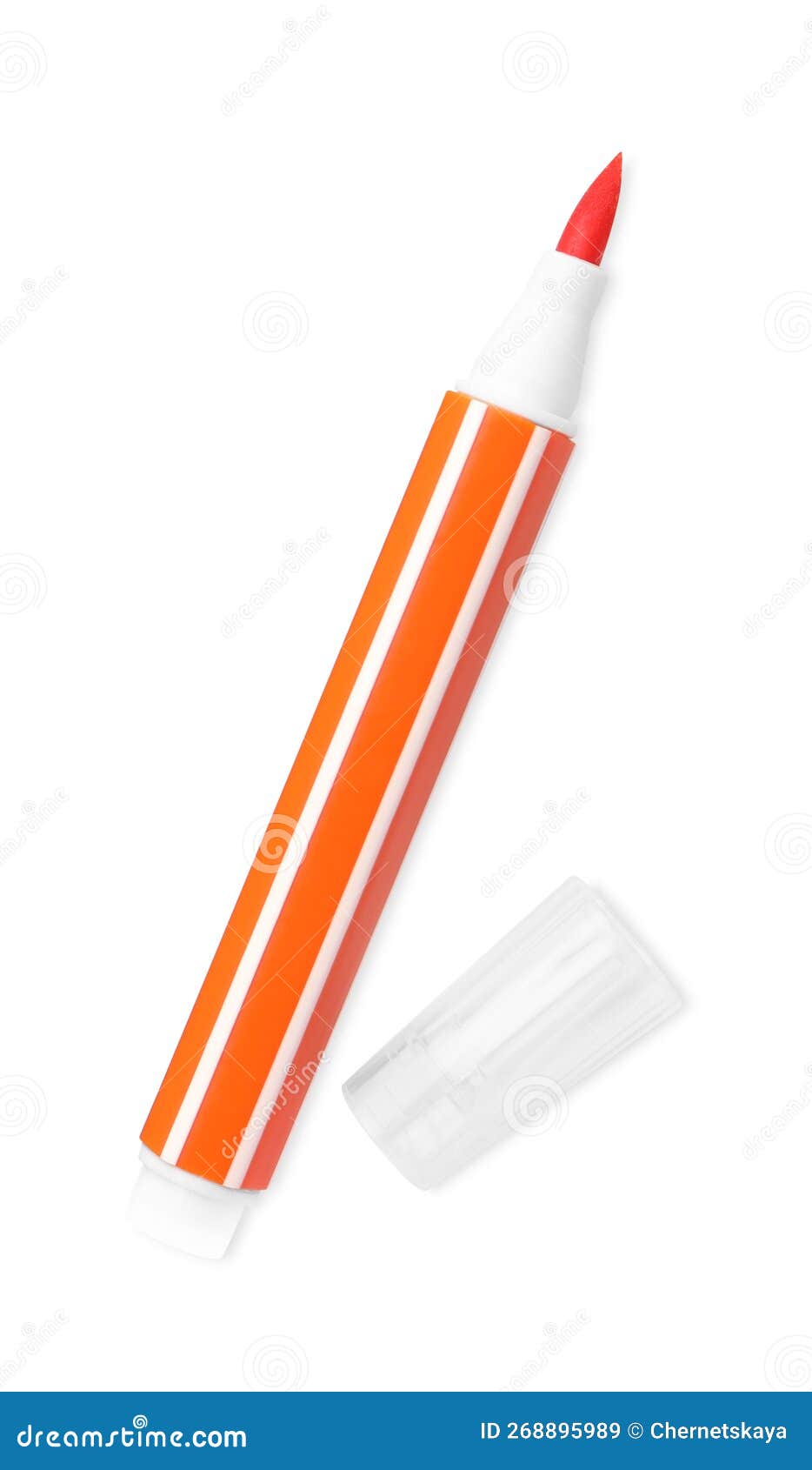 One Orange Marker Isolated on White, Top View Stock Image - Image of ...