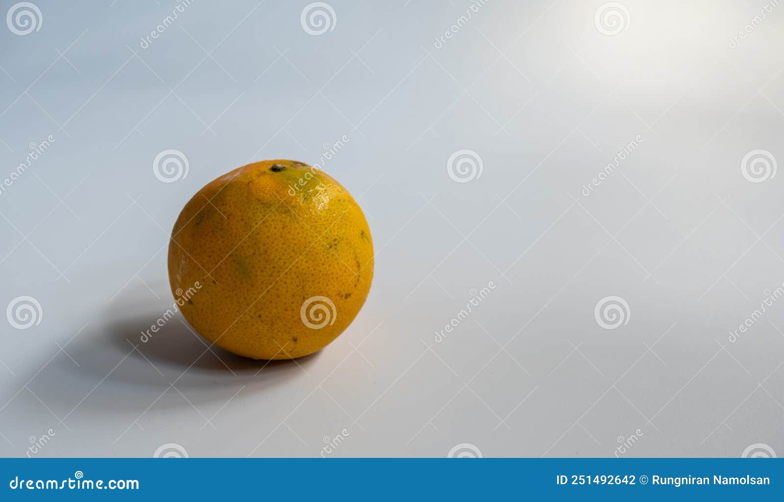 One Orange, Slightly Condensed, Placed on a White Background Stock ...