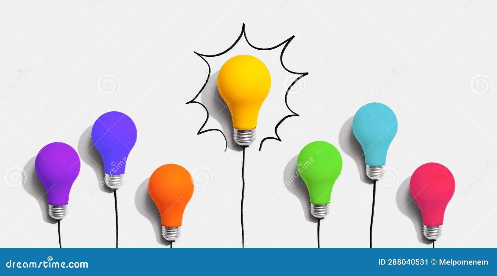 One Out Unique Idea Light Bulb Concept Stock Image - Image of ...