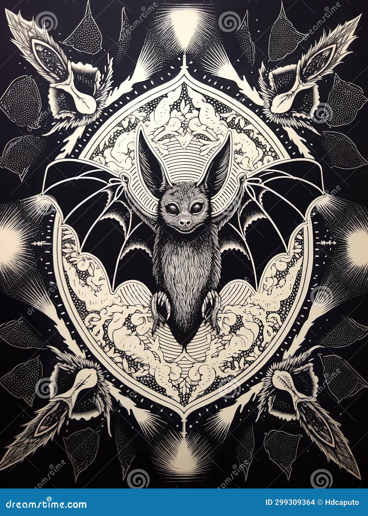 Page from a Medieval Witchcraft Book with a Bat Stock Illustration ...