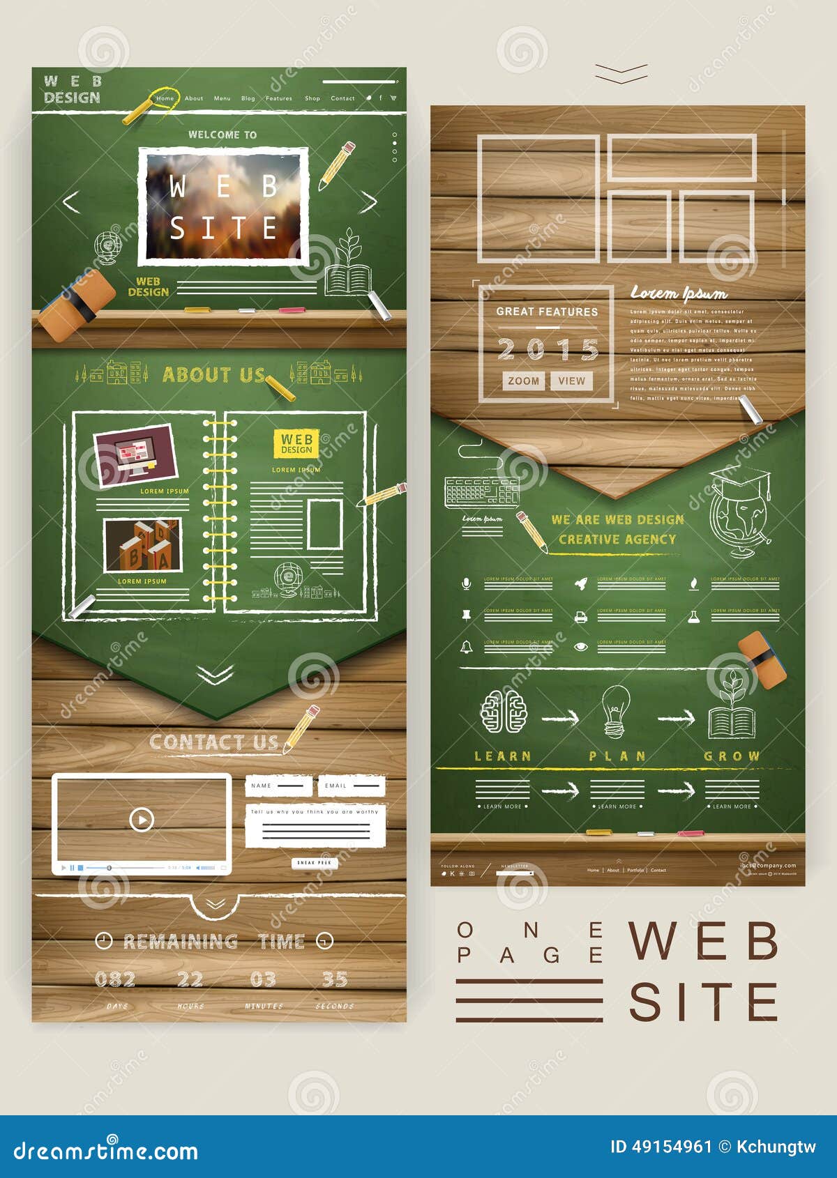 One Page Website Design with Chalkboard and Wooden Wall Editorial Photo ...