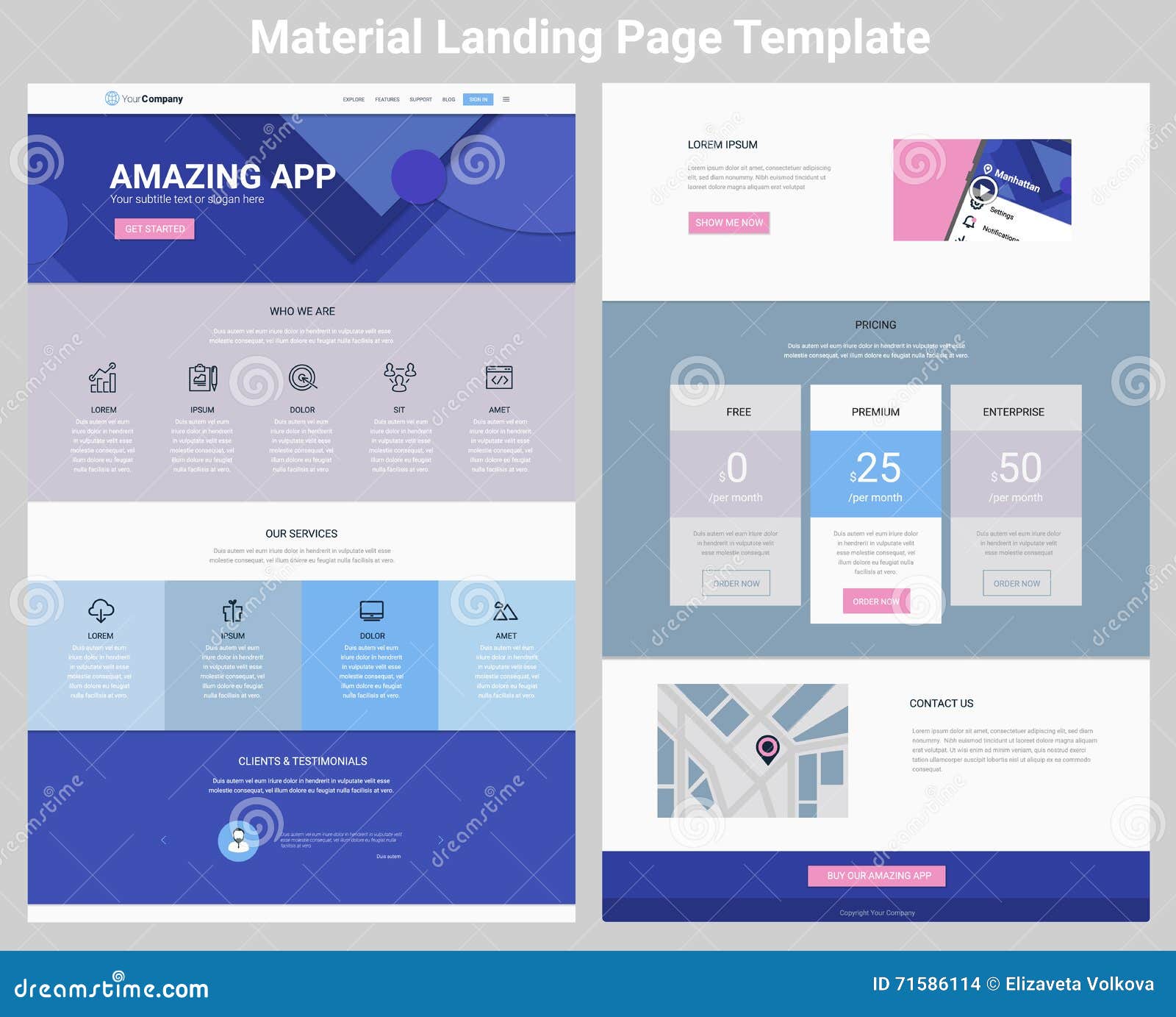 One Page Website Design stock vector. Illustration of launch - 71586114