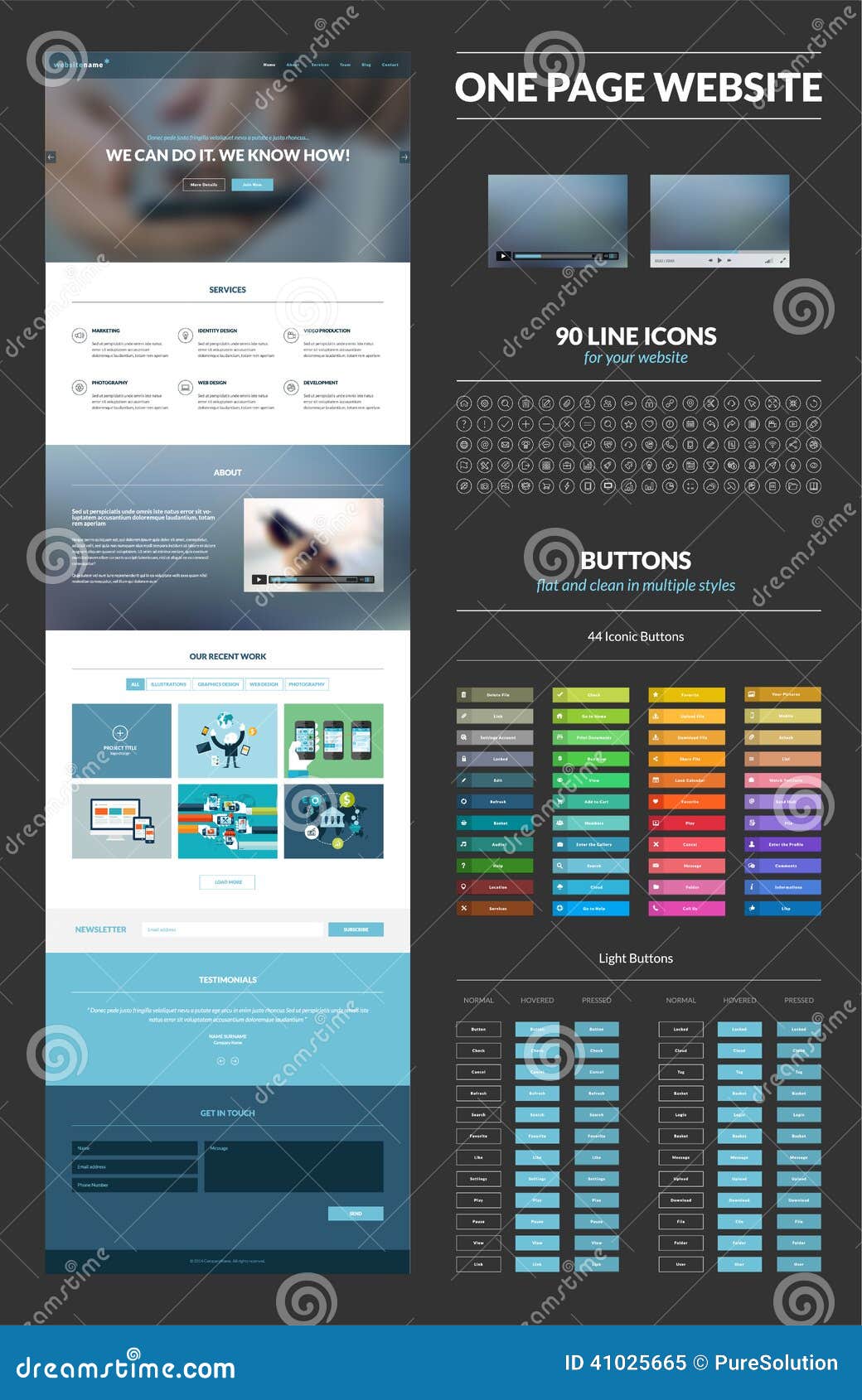 One Page Website Design Template Stock Vector - Illustration of ...