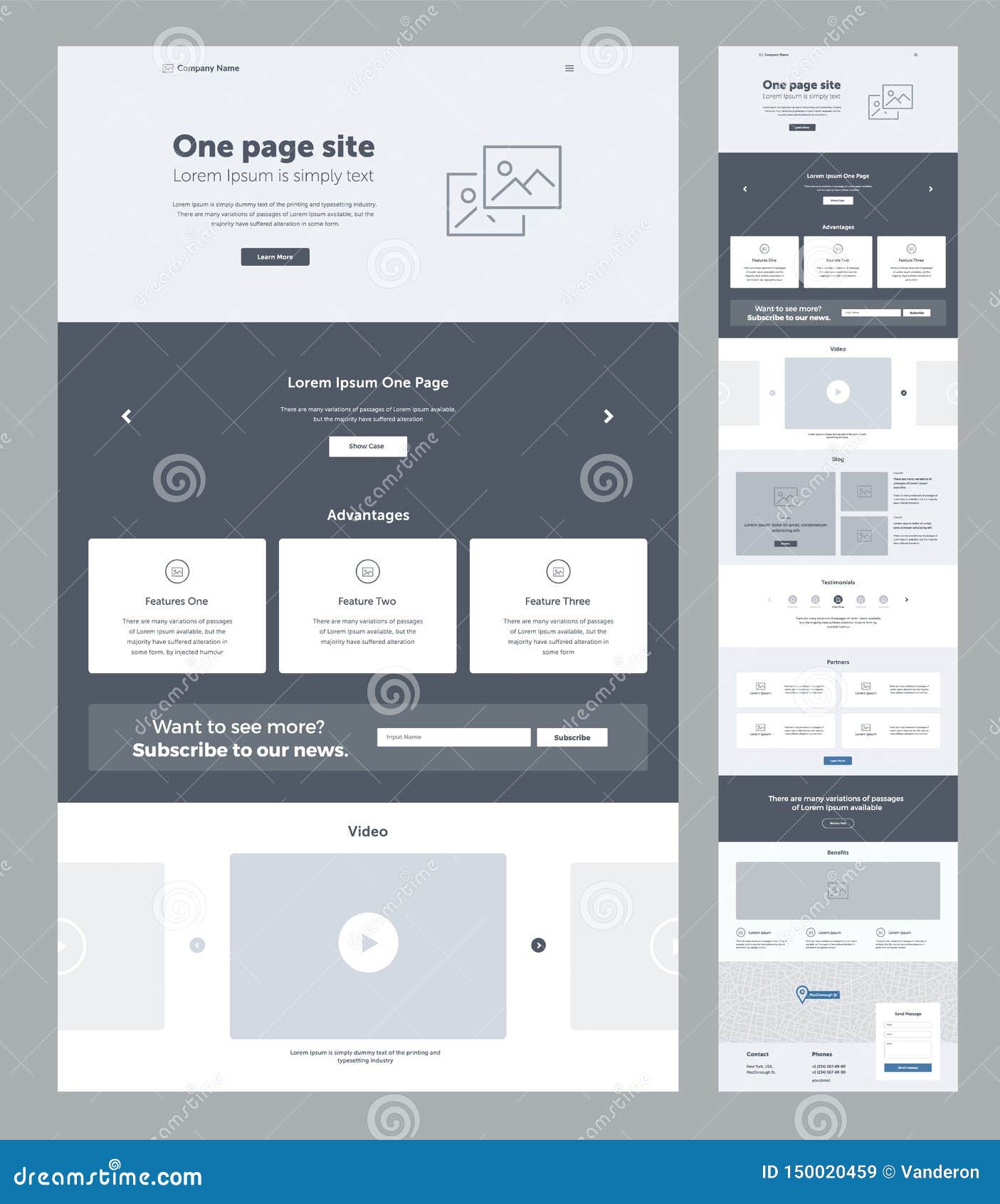 One Page Website Design Template for Business. Landing Page Wireframe ... One Page Website Design Template for Business. Landing Page Wireframe ...