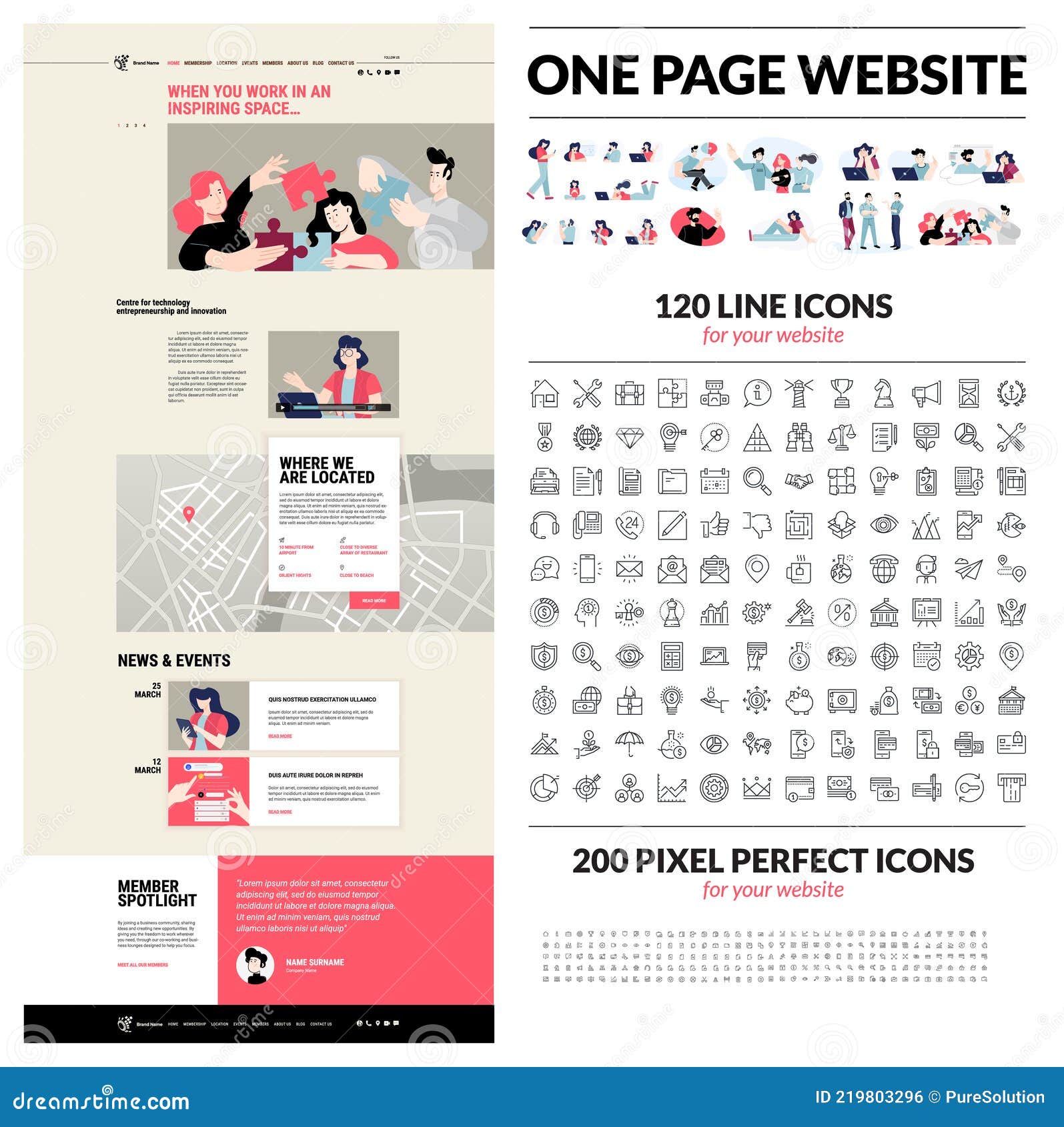 One Page Website Design Template Stock Vector - Illustration of finance ...