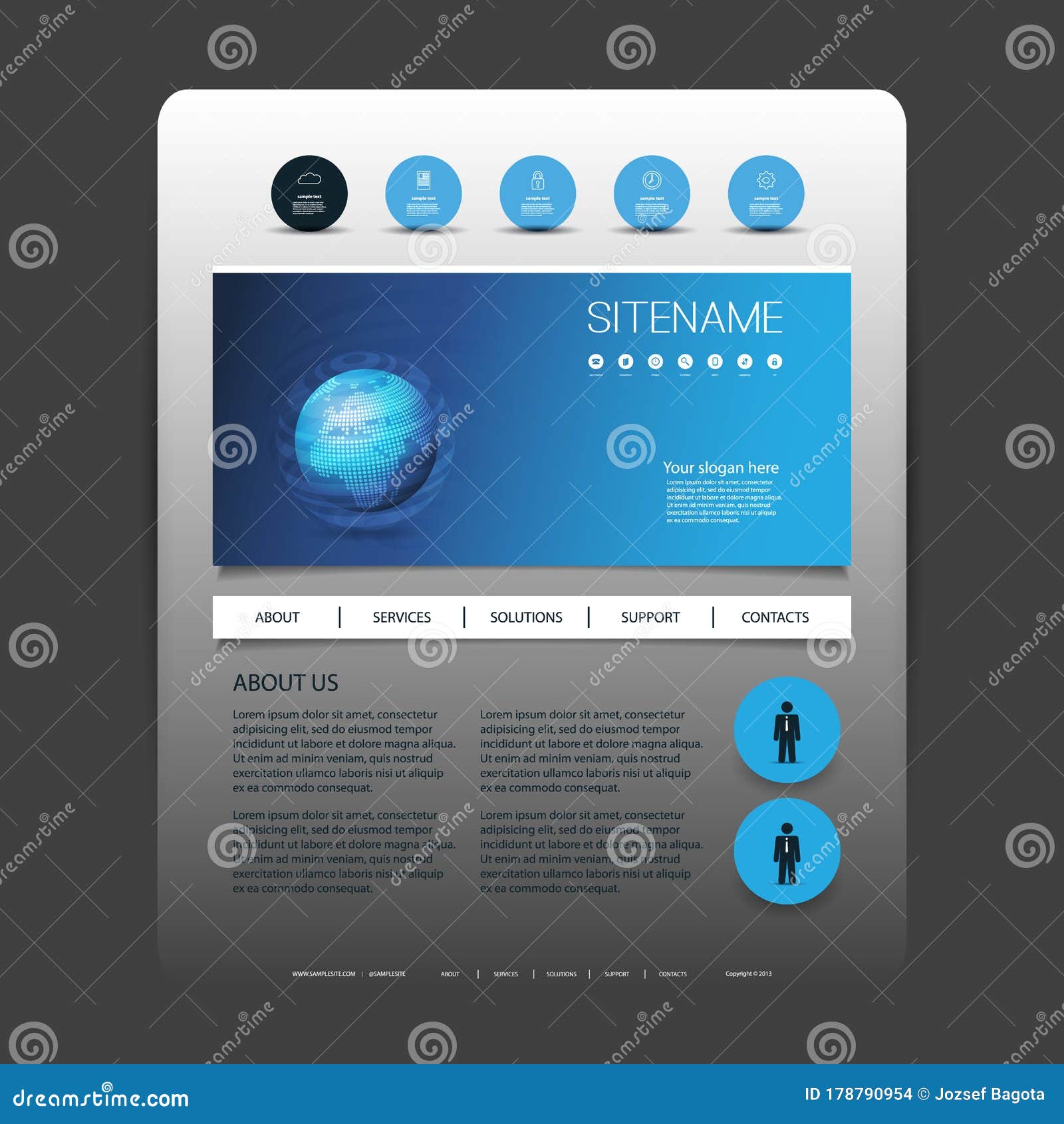 One Page Website Design Template for Your Business with Earth Globe ...