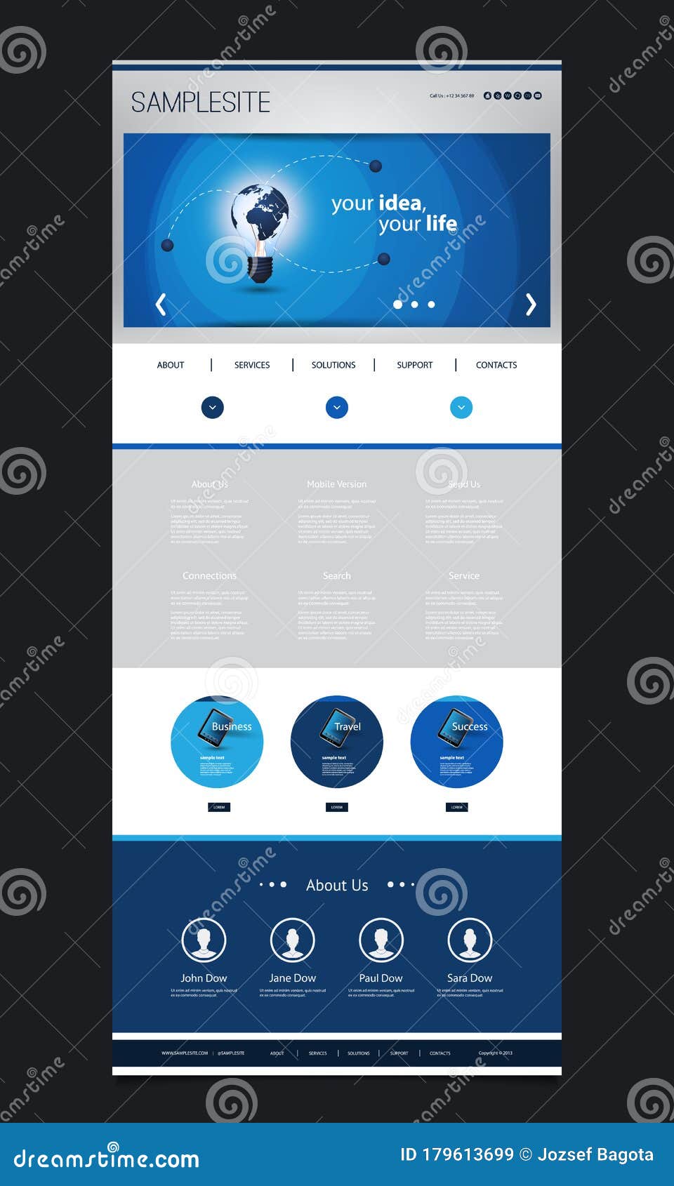 One Page Website Design Template for Your Business with Global ...
