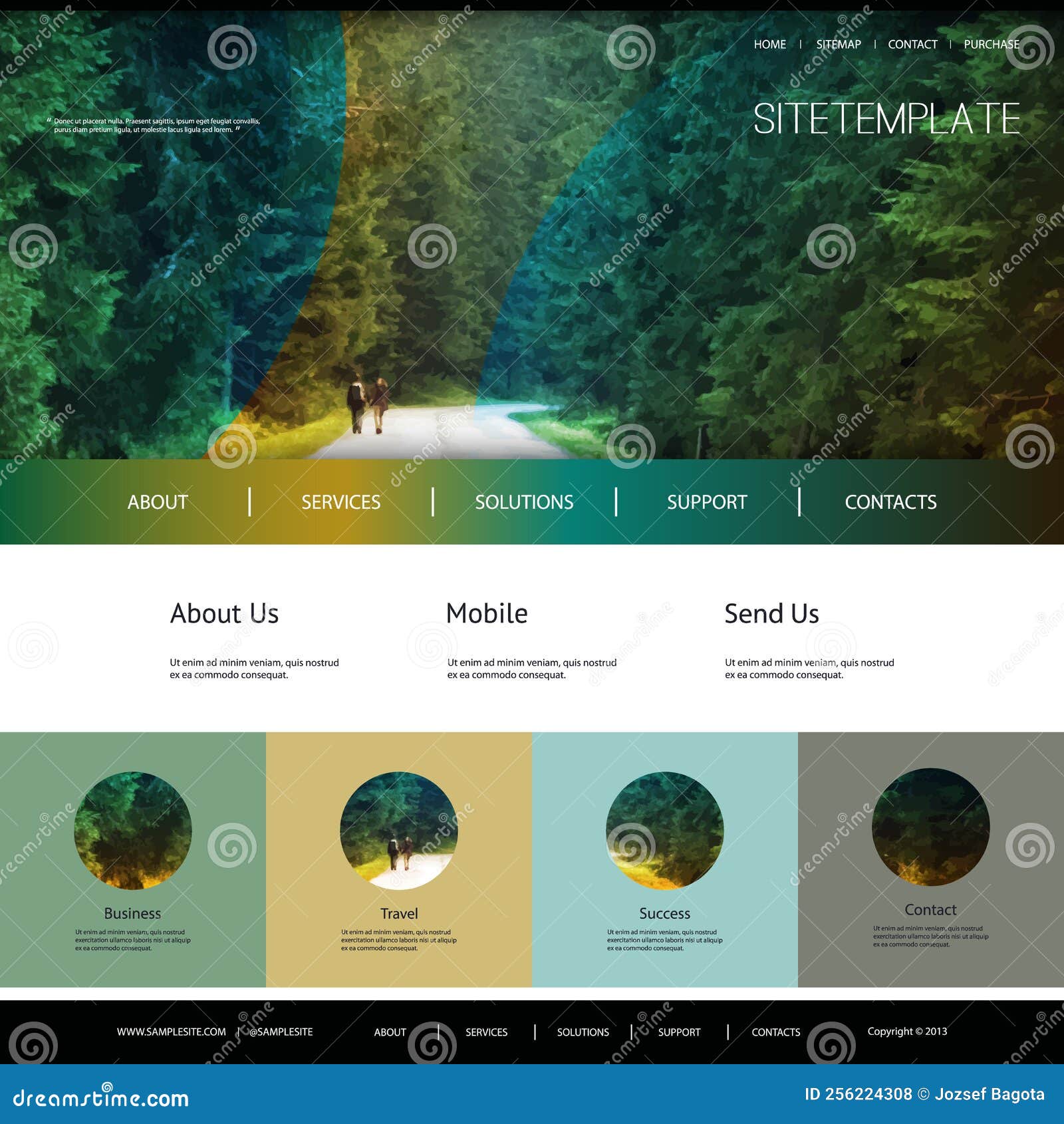 One Page Website Template with Natural Header Design Green Forest Stock ...
