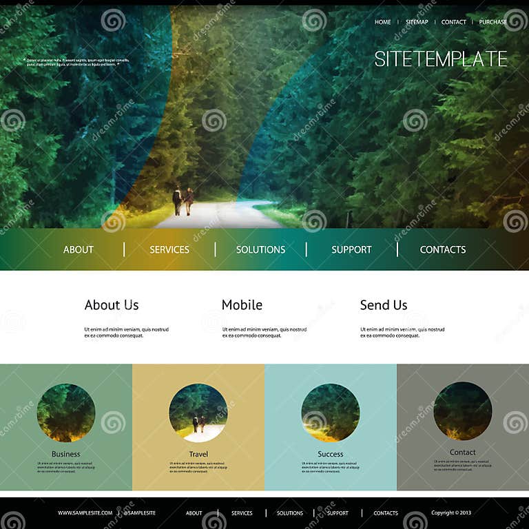 One Page Website Template with Natural Header Design Green Forest Stock ...