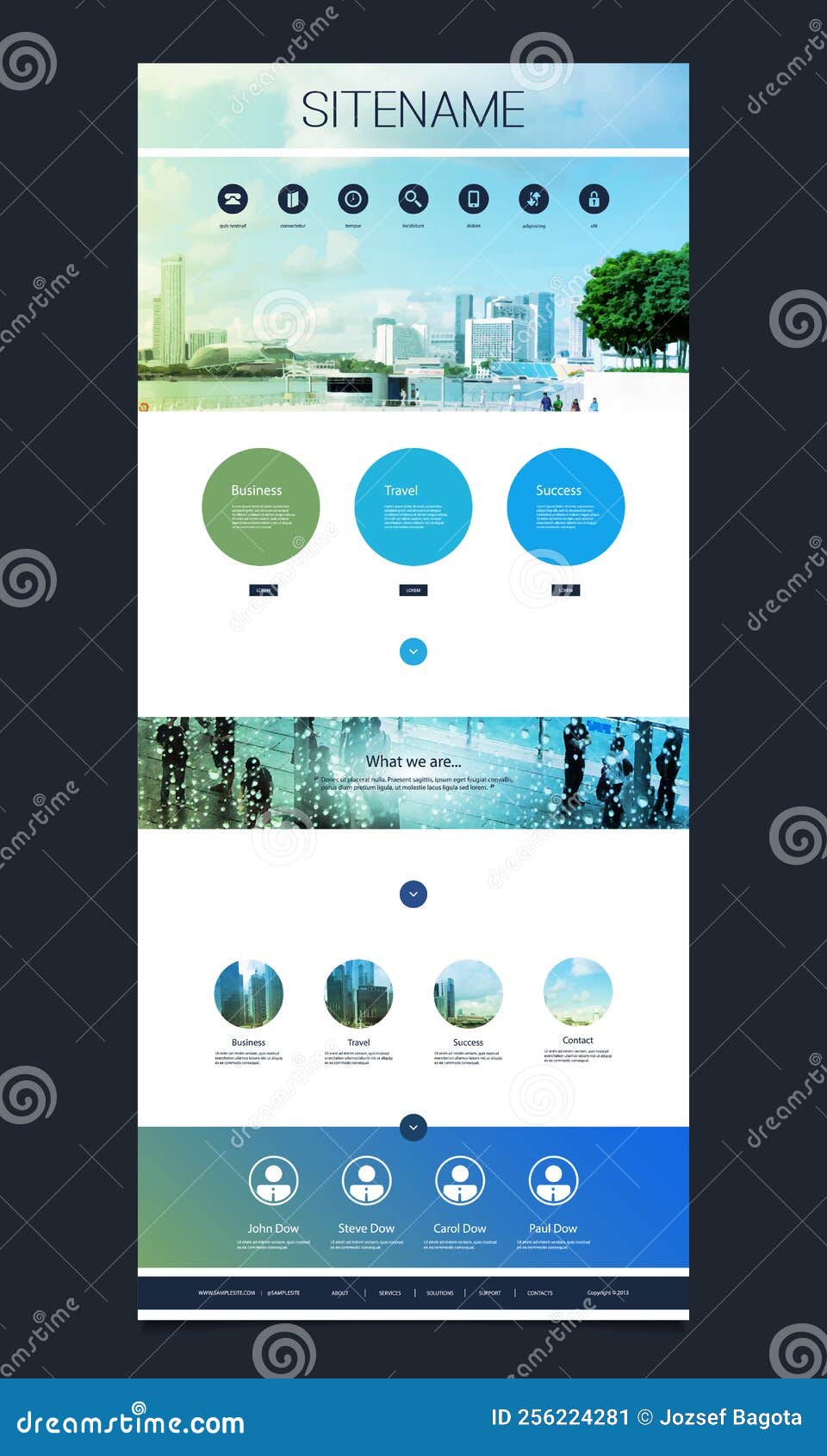 One Page Website Template with Skyline Header Designs Stock Vector ...