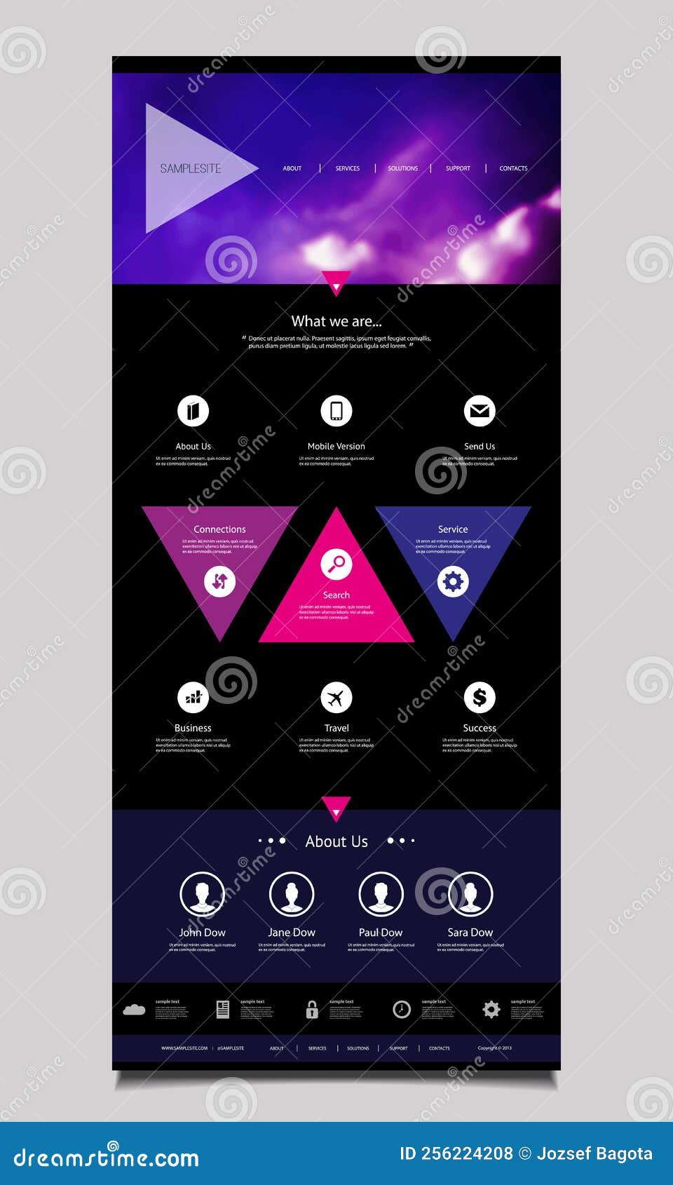 One Page Website Template with Unique Design - Triangles Stock Vector ...