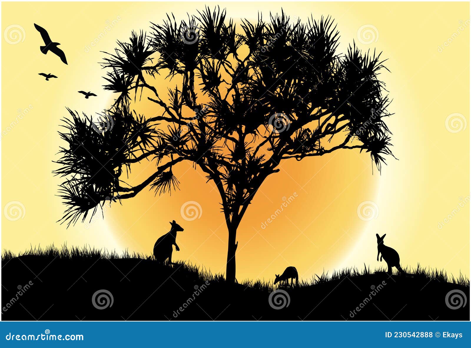 Pandanus Tree Black Silhouette. Palm-like Trees Cartoon Vector ...