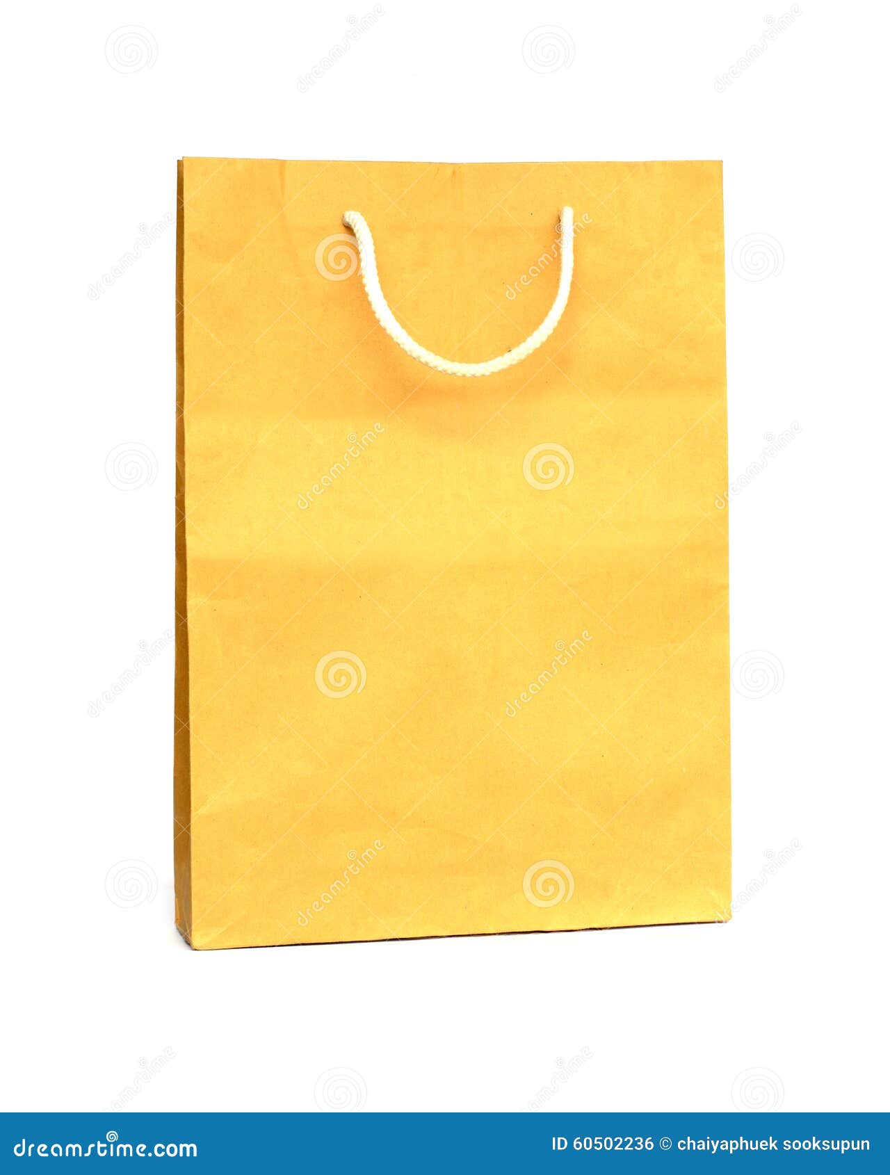 One Paper bag yellow color stock photo. Image of white - 60502236