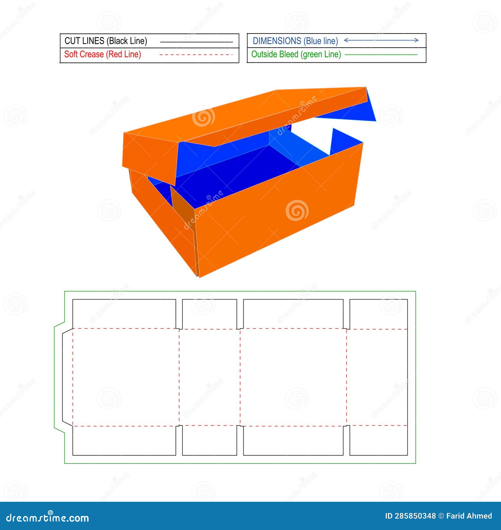 One Paper Foldable Shipping Box Dieline Template Stock Vector ...