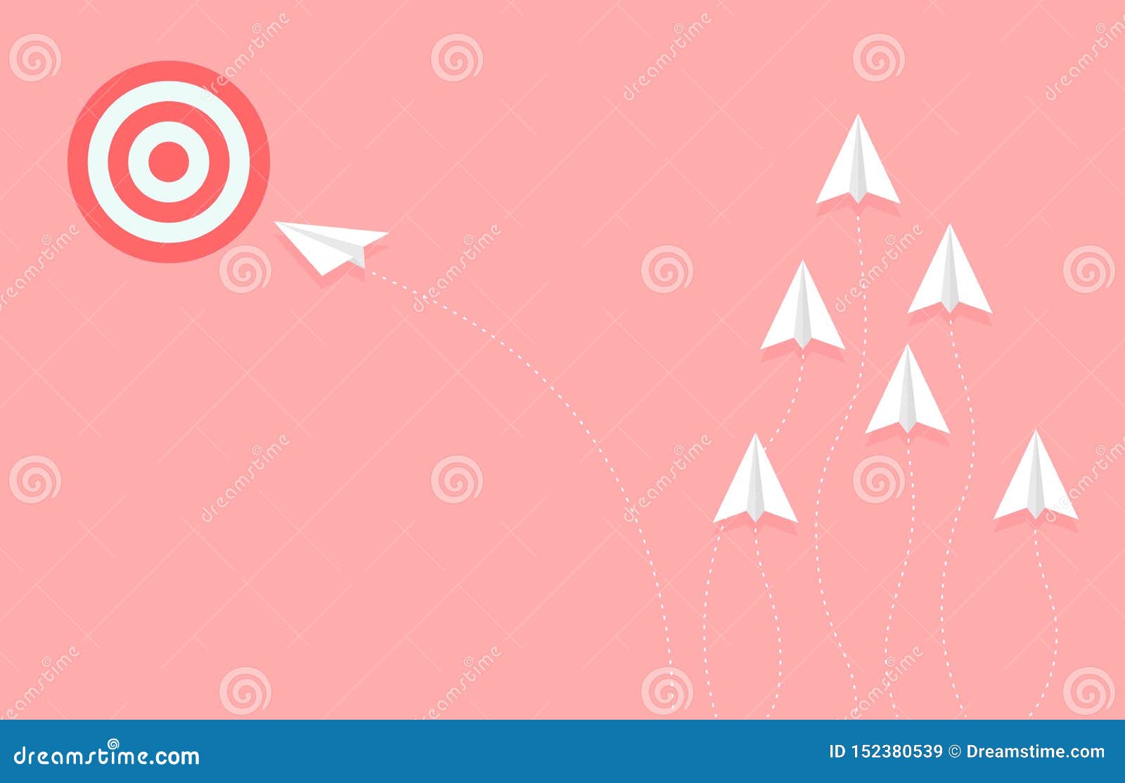 One Paper Plane Changing Direction from Group To Target Stock Vector ...