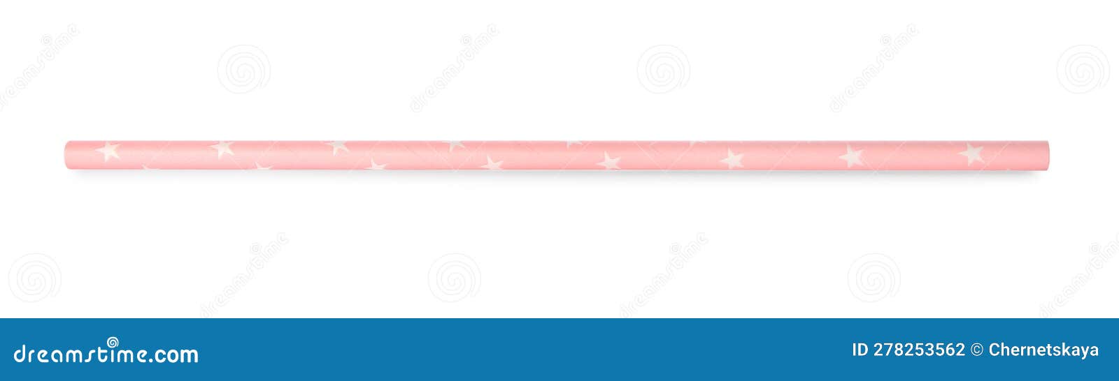 One Paper Straw with Stars for Drinking Isolated on White Stock Photo ...