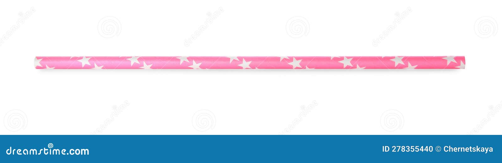 One Paper Straw with Stars for Drinking Isolated on White Stock Photo ...