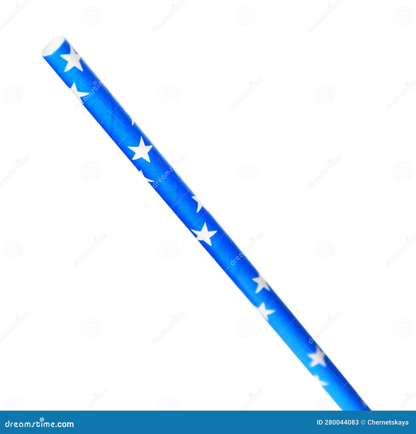 One Paper Straw with Stars for Drinking Isolated on White Stock Image ...