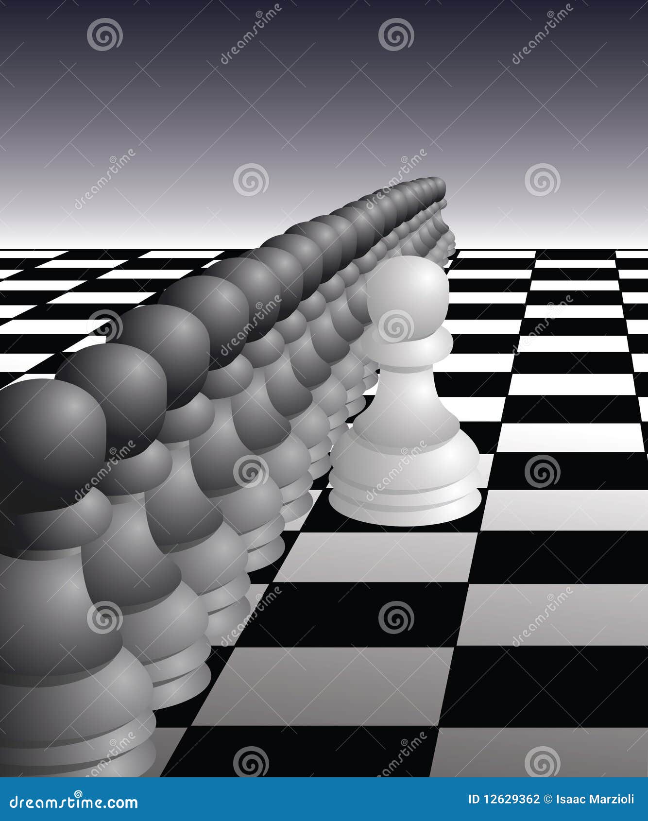 One Pawn stands against stock vector. Illustration of movement - 12629362