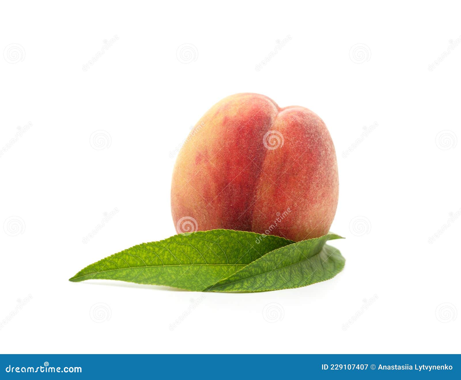 One peach with leaves stock image. Image of studio, vitamin - 229107407