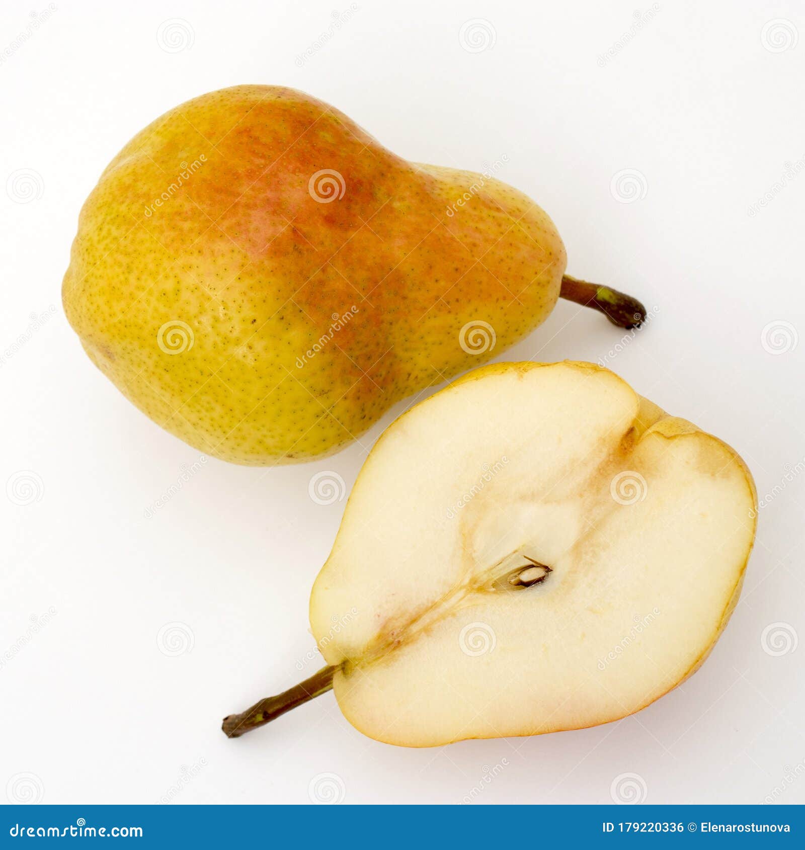 One Pear and Pear Half Isolated on White Stock Photo - Image of juicy ...