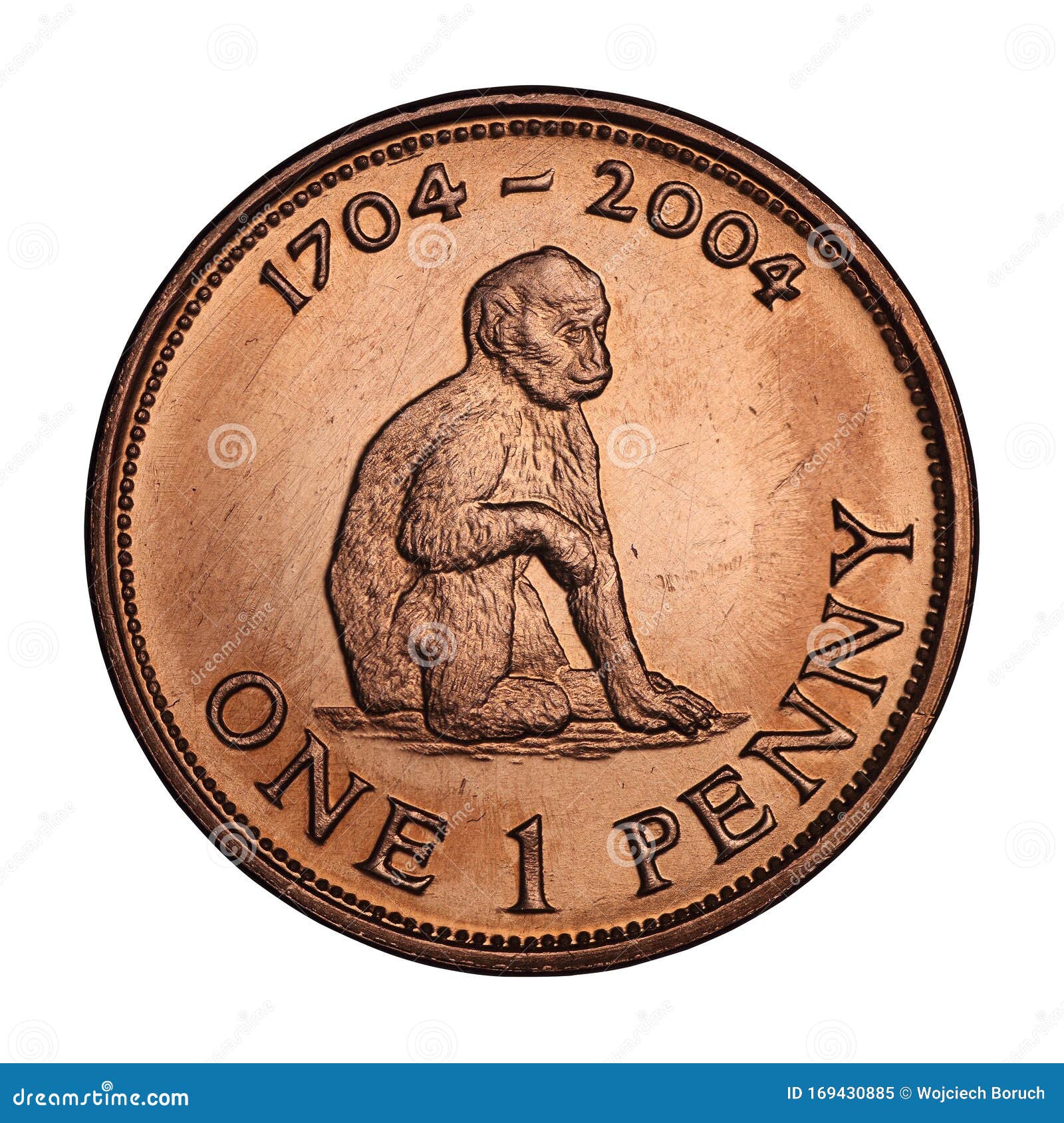 One Penny Coin from 2004 with a Monkey Stock Image - Image of gibraltar ...