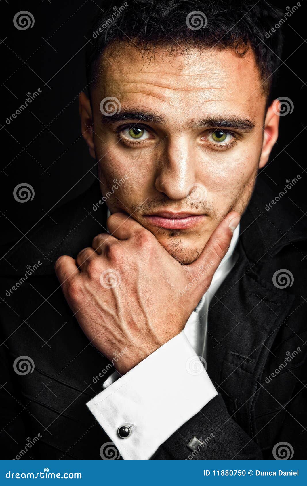 One Pensive Young Man with Expressive Eyes Stock Photo - Image of ...