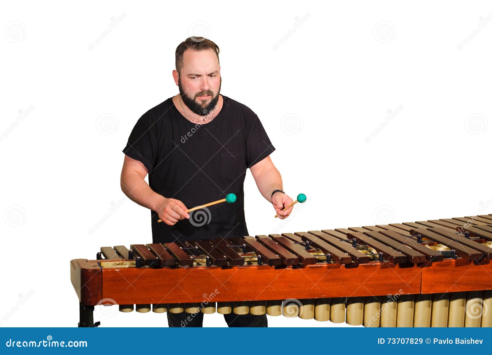 One percussion player stock image. Image of beard, drumsticks - 73707829