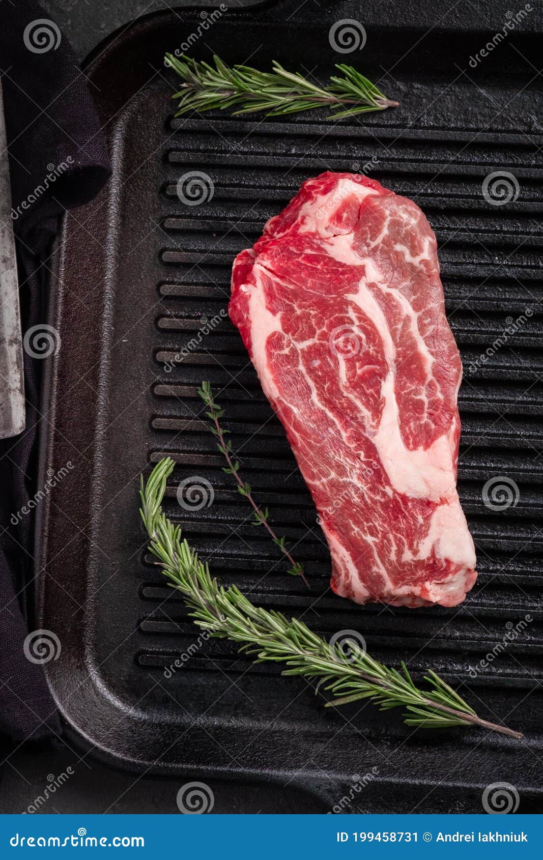 One Perfect Raw Steak Chuck Roll of Beef Stock Image - Image of herb ...