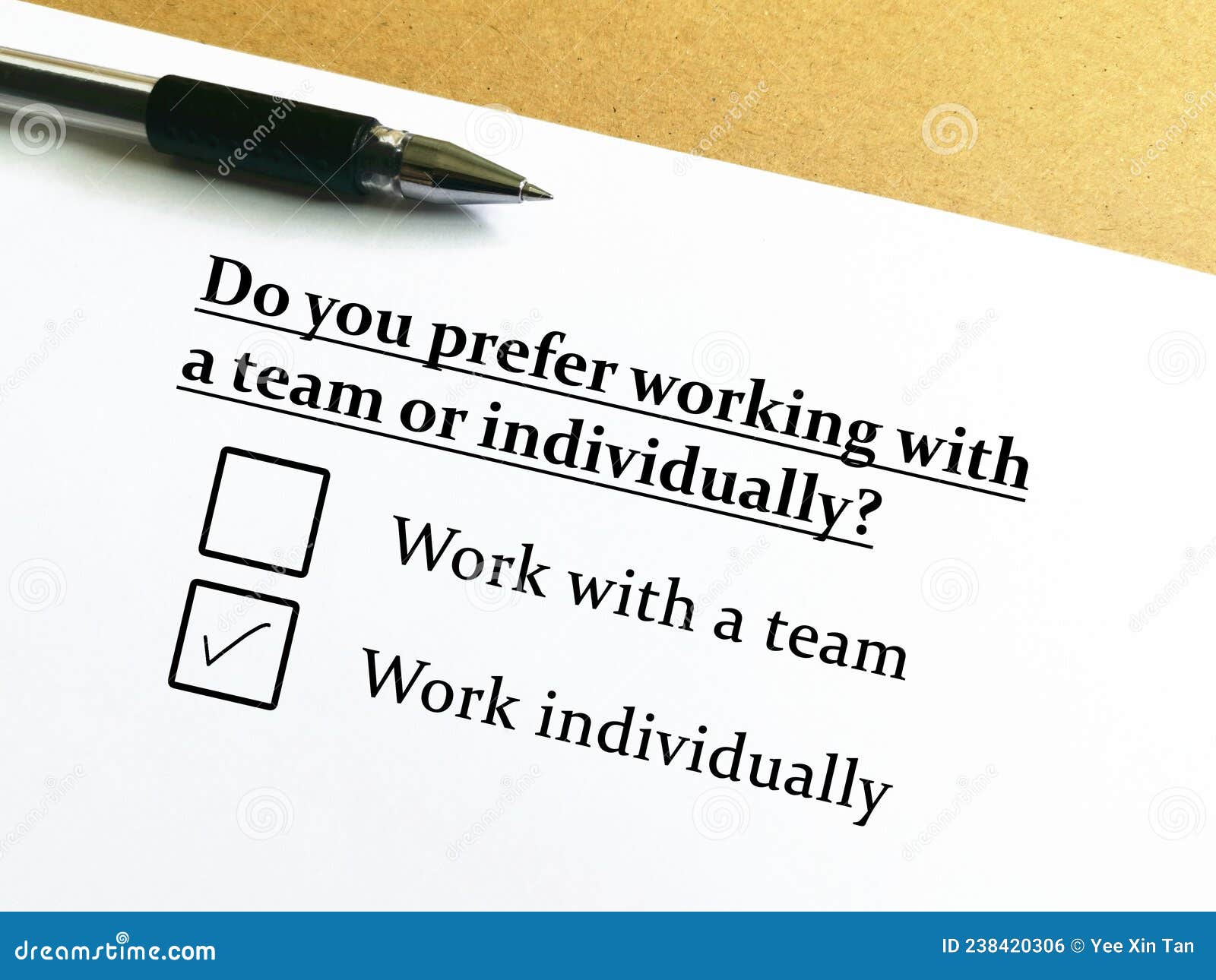 Questionnaire about work stock photo. Image of power - 238420306