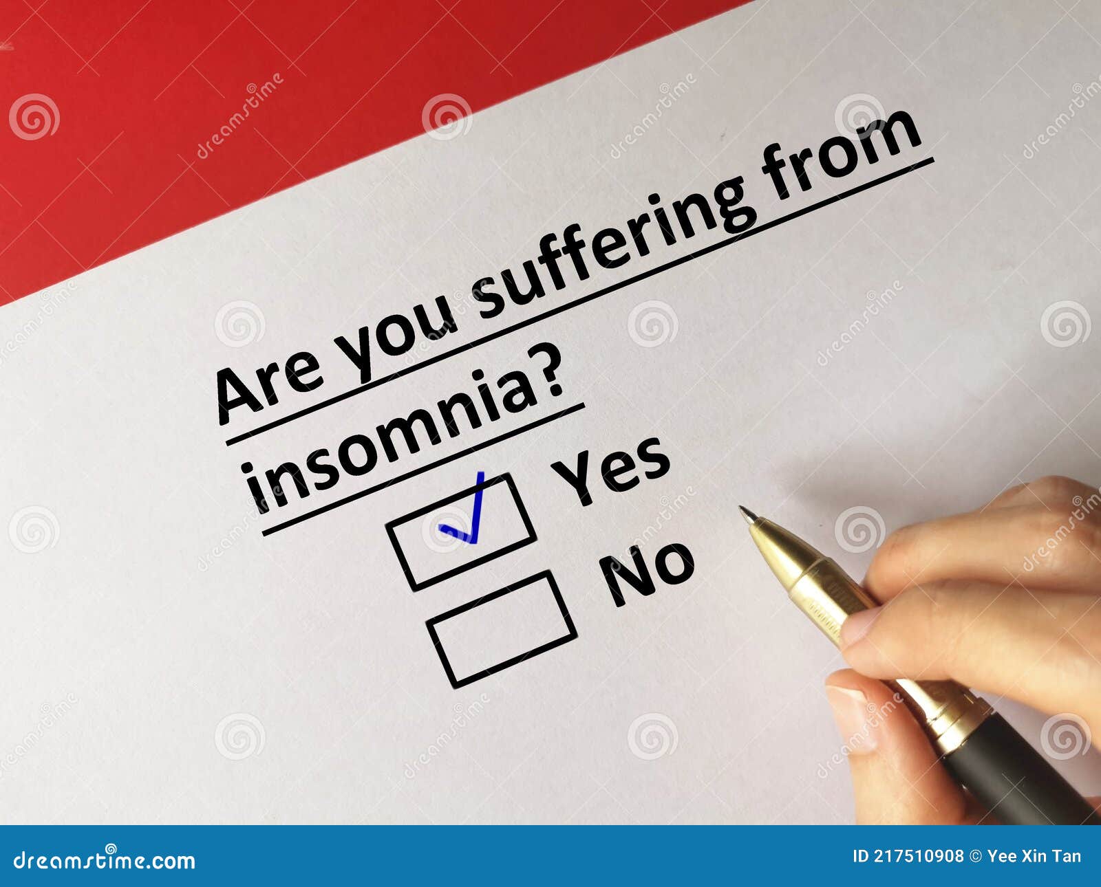 Questionnaire about Sleep Disorder Stock Photo - Image of answer ...