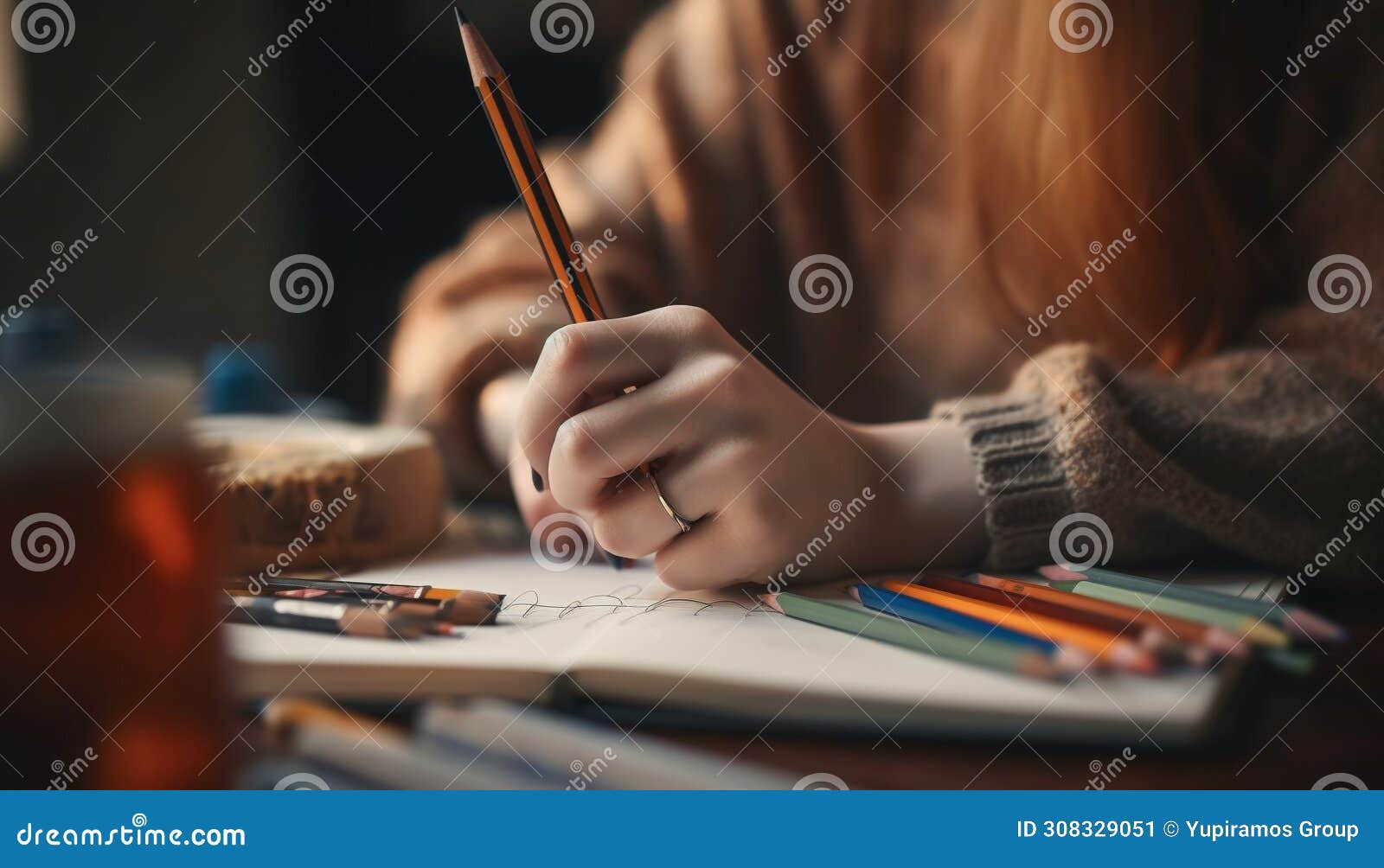 One Person Drawing, Painting, and Coloring with Creativity and ...