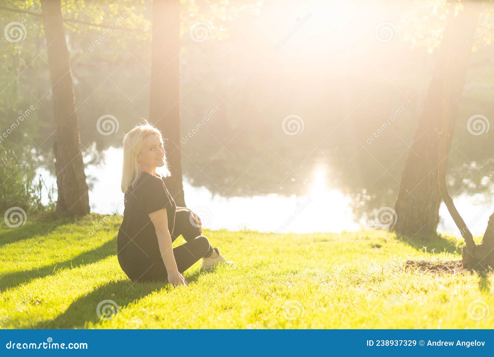 One Person Enjoying the View from Park Stock Image - Image of adult ...