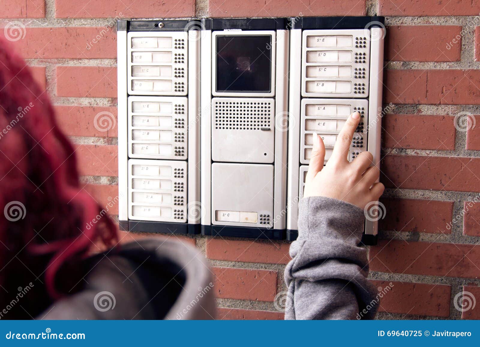 One Person Presses a Button on a Intercom Stock Image - Image of ...