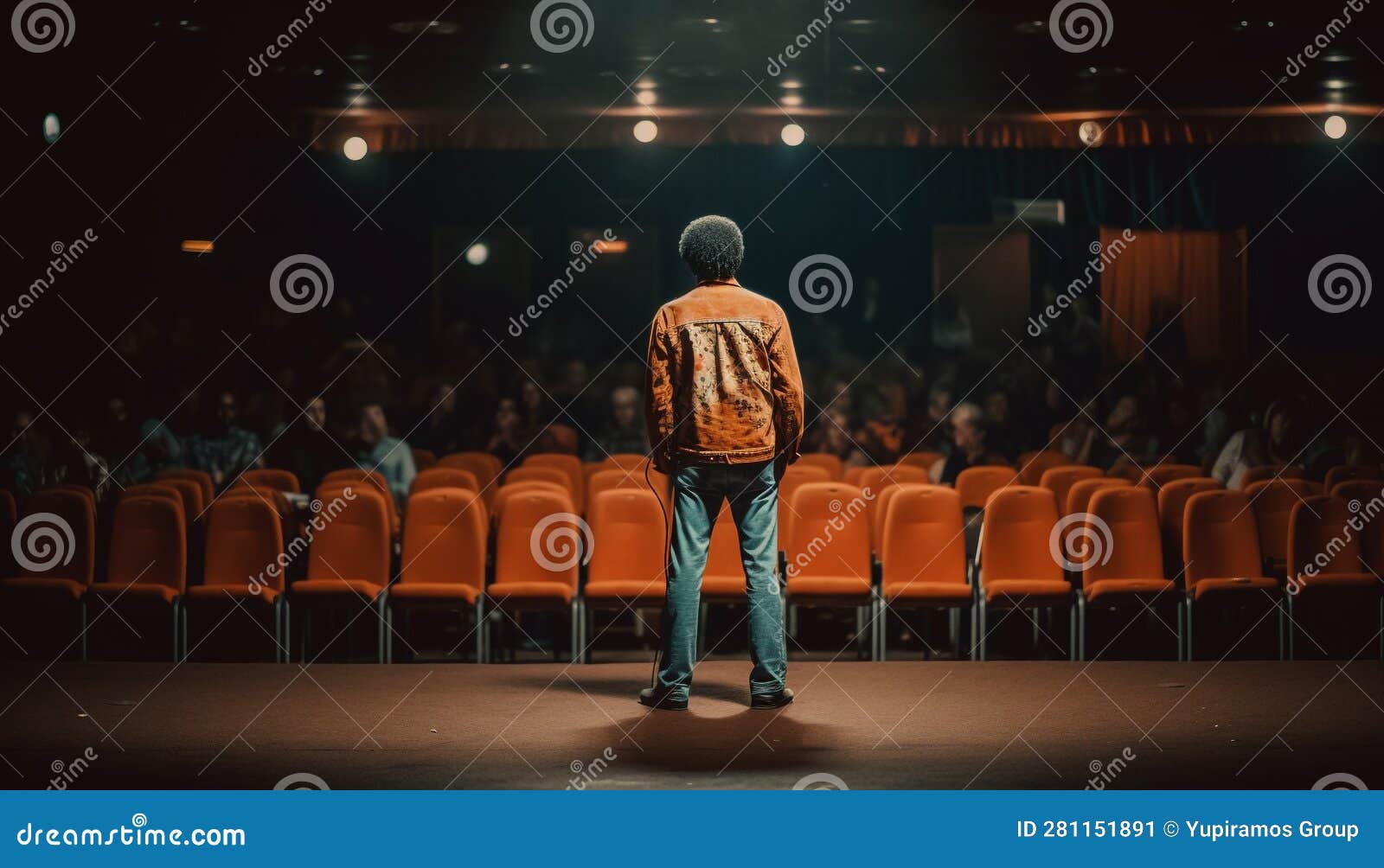 One Person Sitting in an Auditorium Watching a Theatrical Performance ...