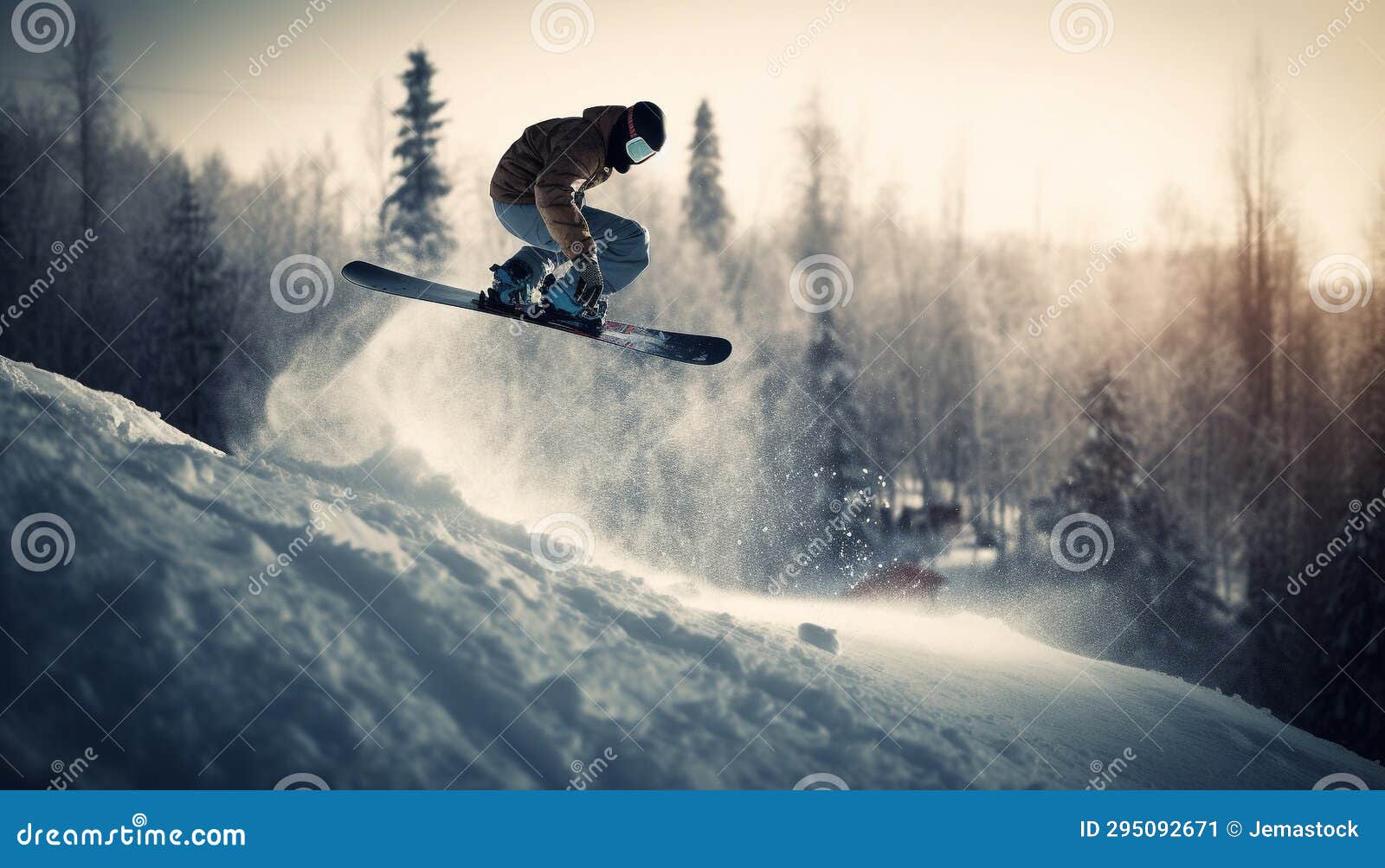 One Person Snowboarding in the Mountains, Experiencing the Thrill ...
