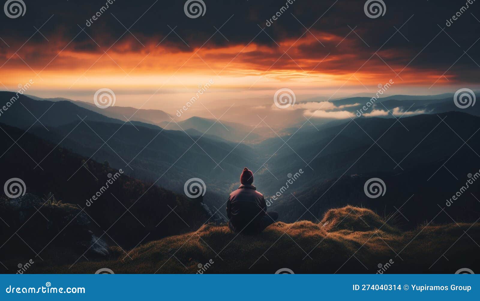One Person Standing Atop Mountain Peak Triumphantly Generated by AI ... One Person Standing Atop Mountain Peak Triumphantly Generated by AI ...