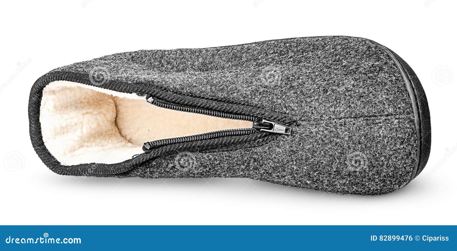 One Piece the Comfortable Dark Gray Slipper Lying on the Side Stock ...