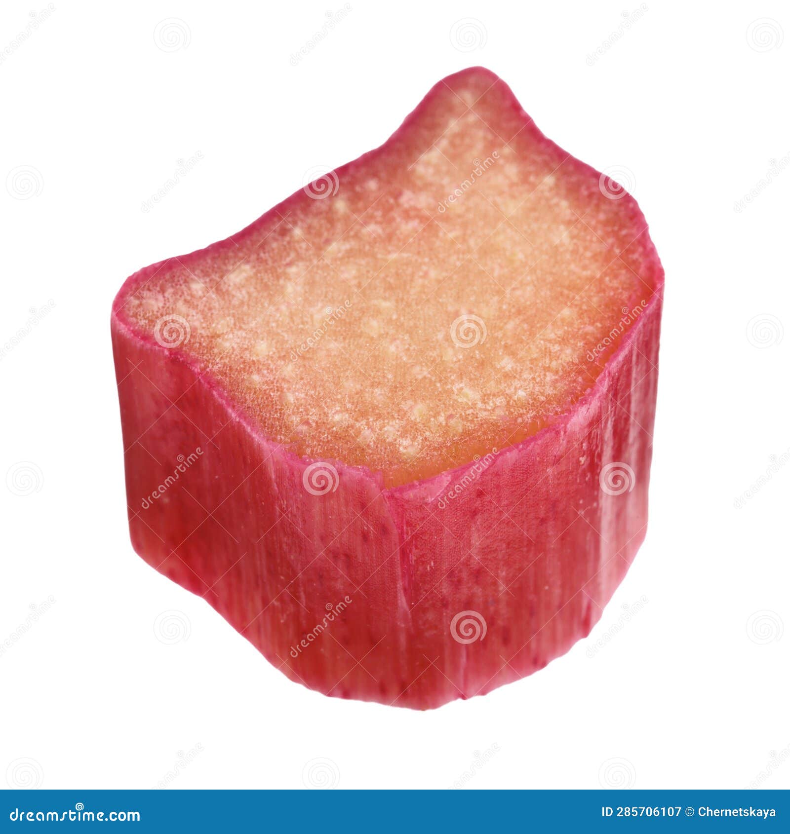 One Piece of Fresh Ripe Rhubarb Isolated on White Stock Image - Image ...