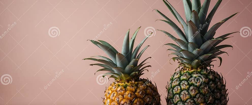 One Pineapple on a Solid Color Background. Stock Image - Image of ...