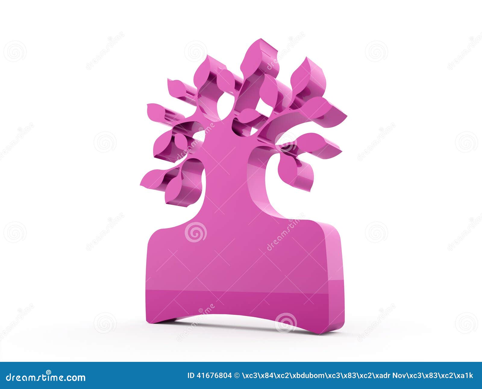 One Pink Abstract Tree Isolated on White Stock Illustration ...
