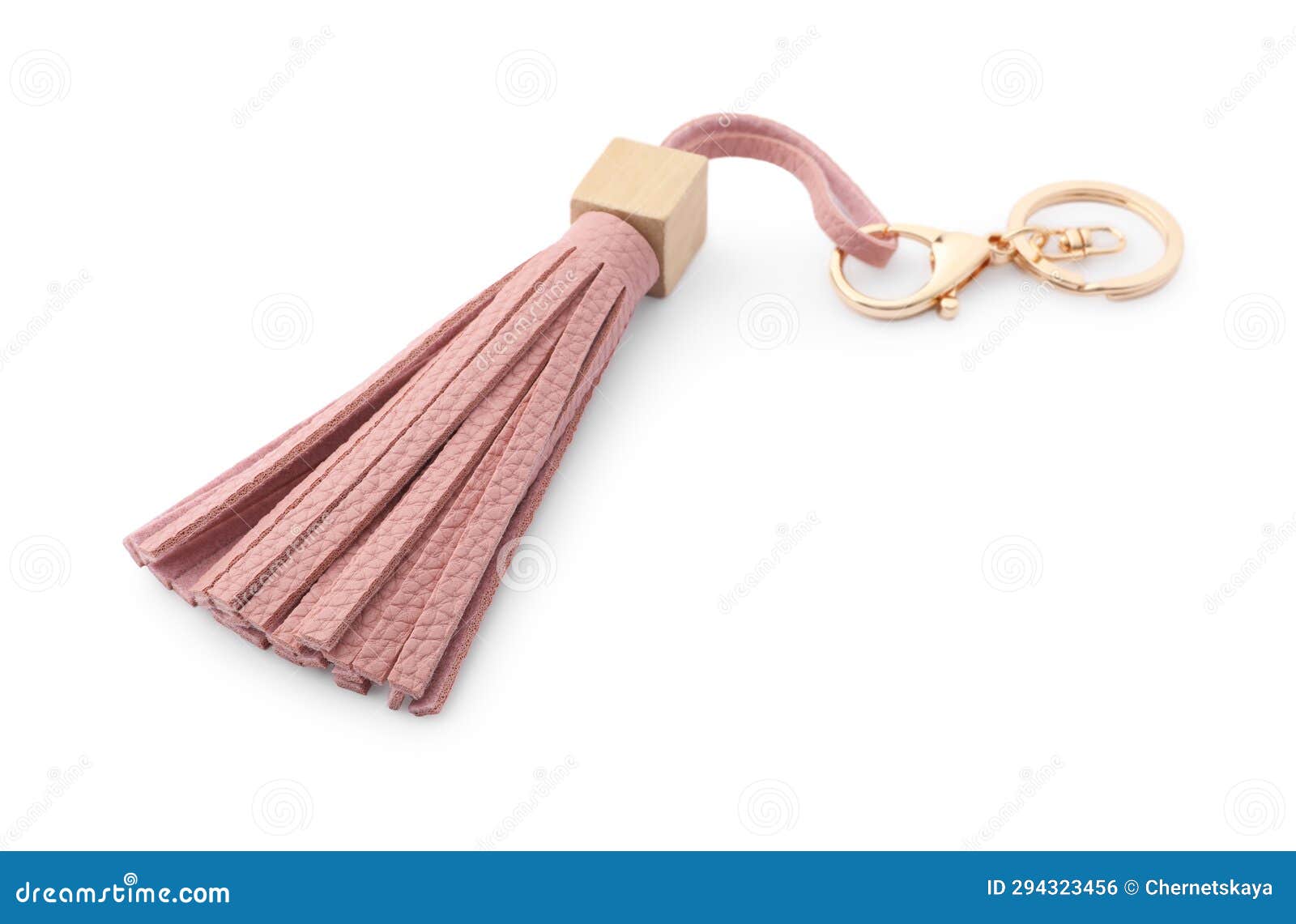 One Pink Leather Keychain Isolated on White Stock Photo - Image of ...